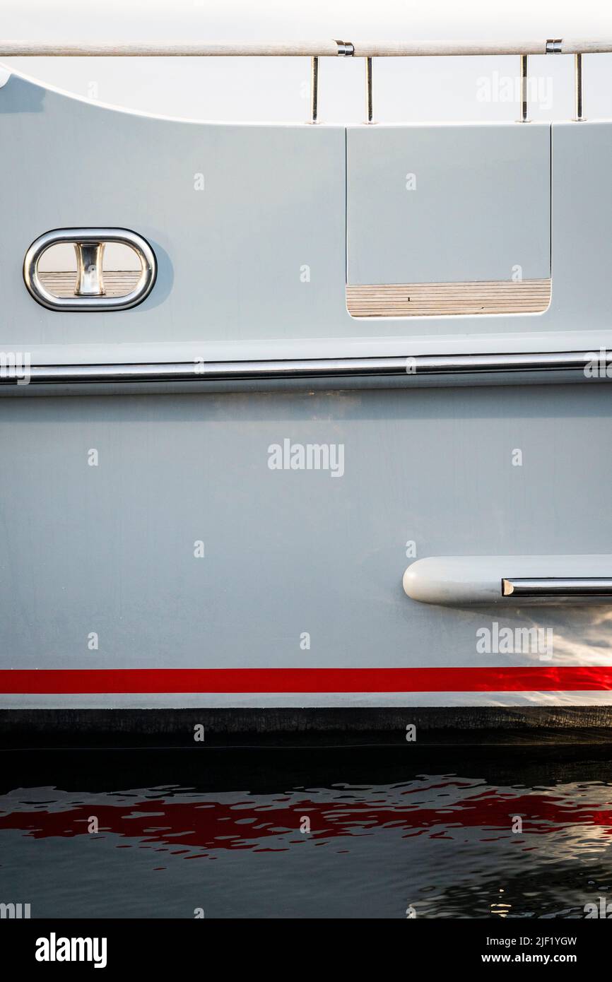 Fairlead in the hull of a yacht floating on water Stock Photo - Alamy