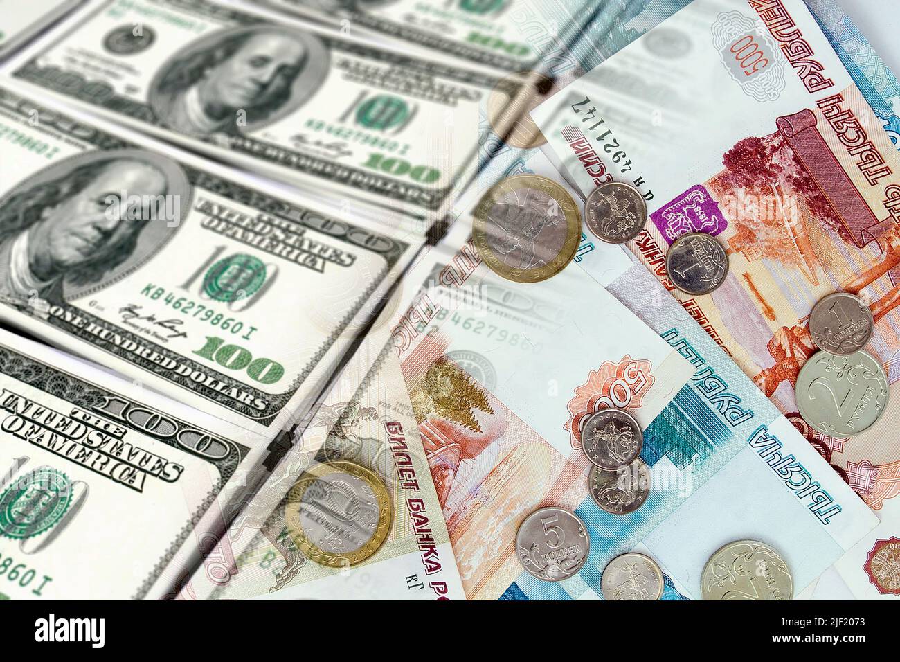 Dollars and Russian rubles in cash Stock Photo - Alamy