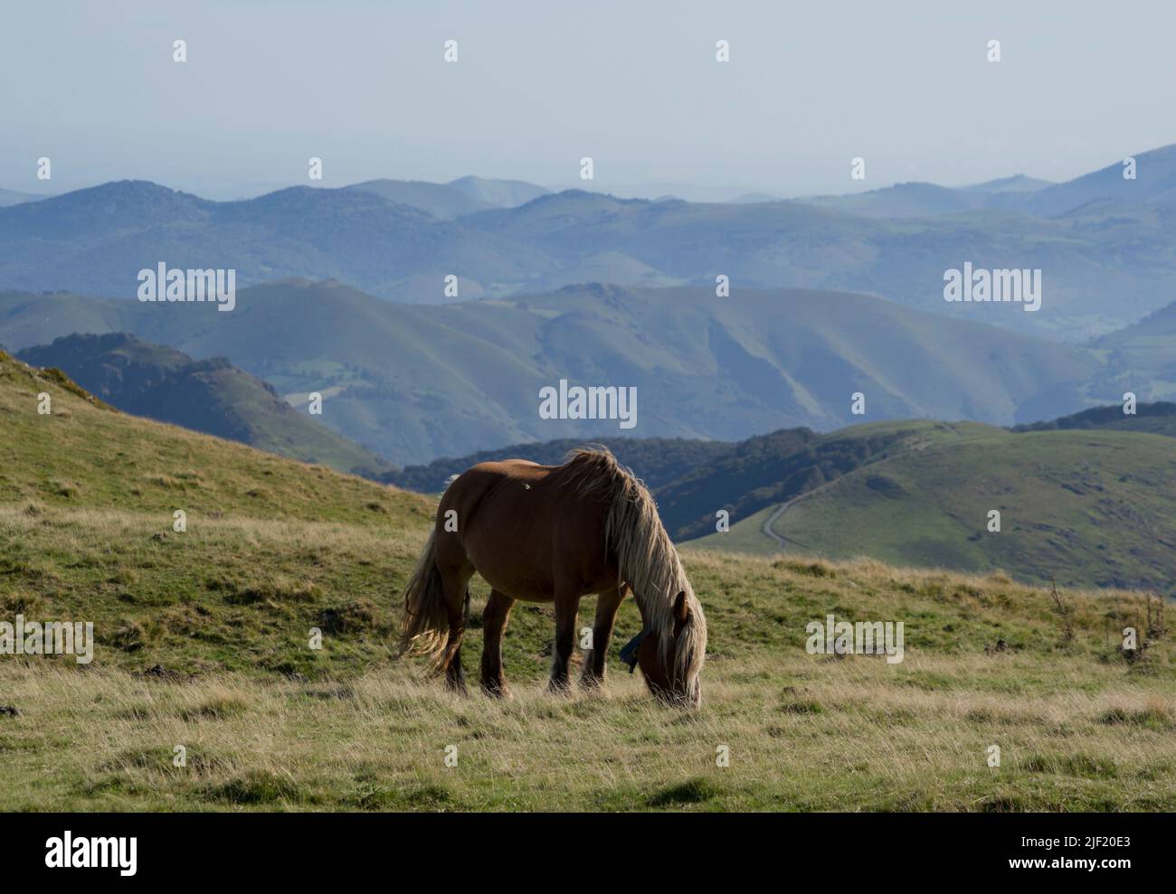 Views of the Pyrenees mountains along the Christian pilgrimage route at ...
