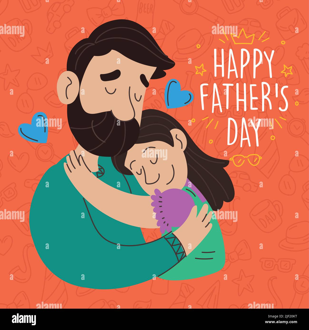 Cute father cartoon hugging her daughter Father day Vector Stock Vector ...