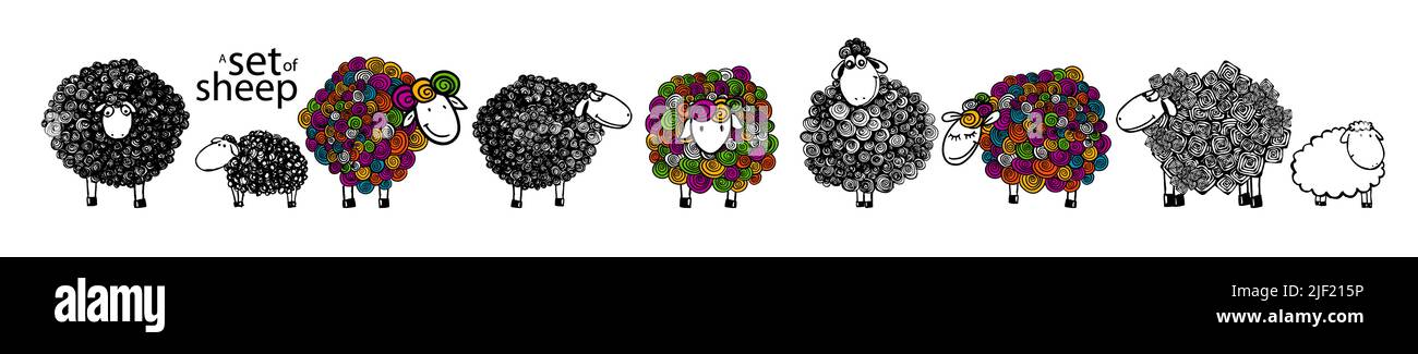 Multicolored graphic sheep. Vector illustration Stock Vector Image ...