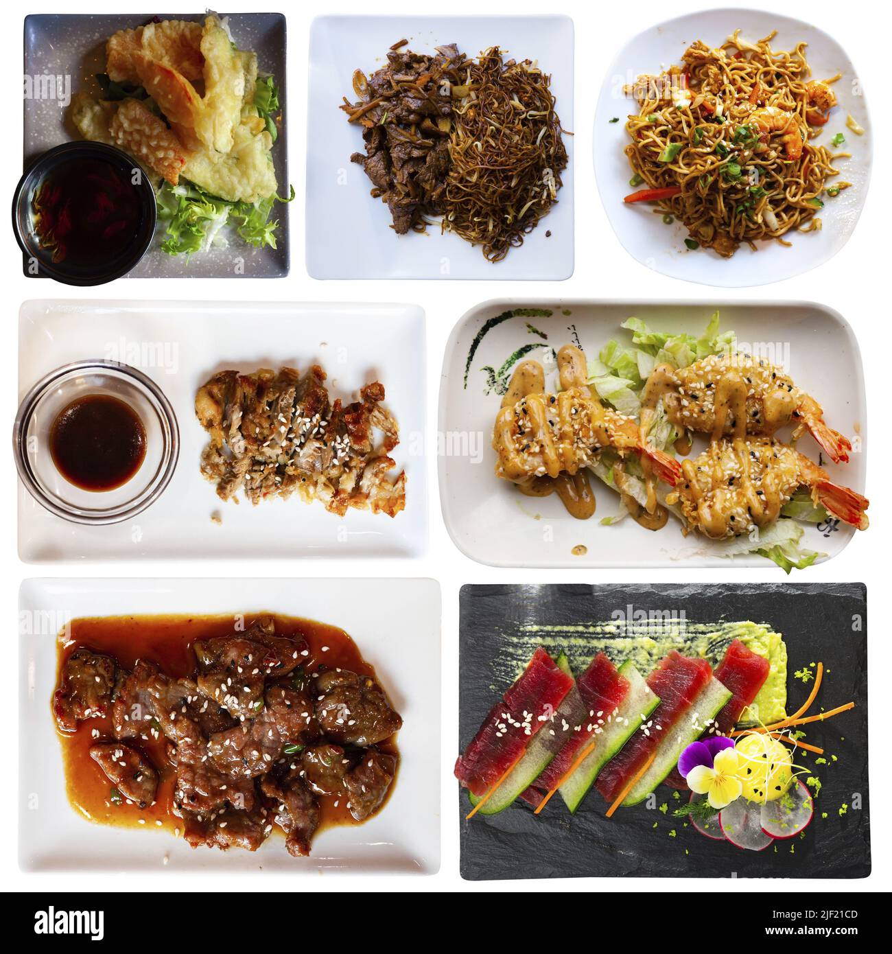 Set of Japanese food collage on white background Stock Photo - Alamy