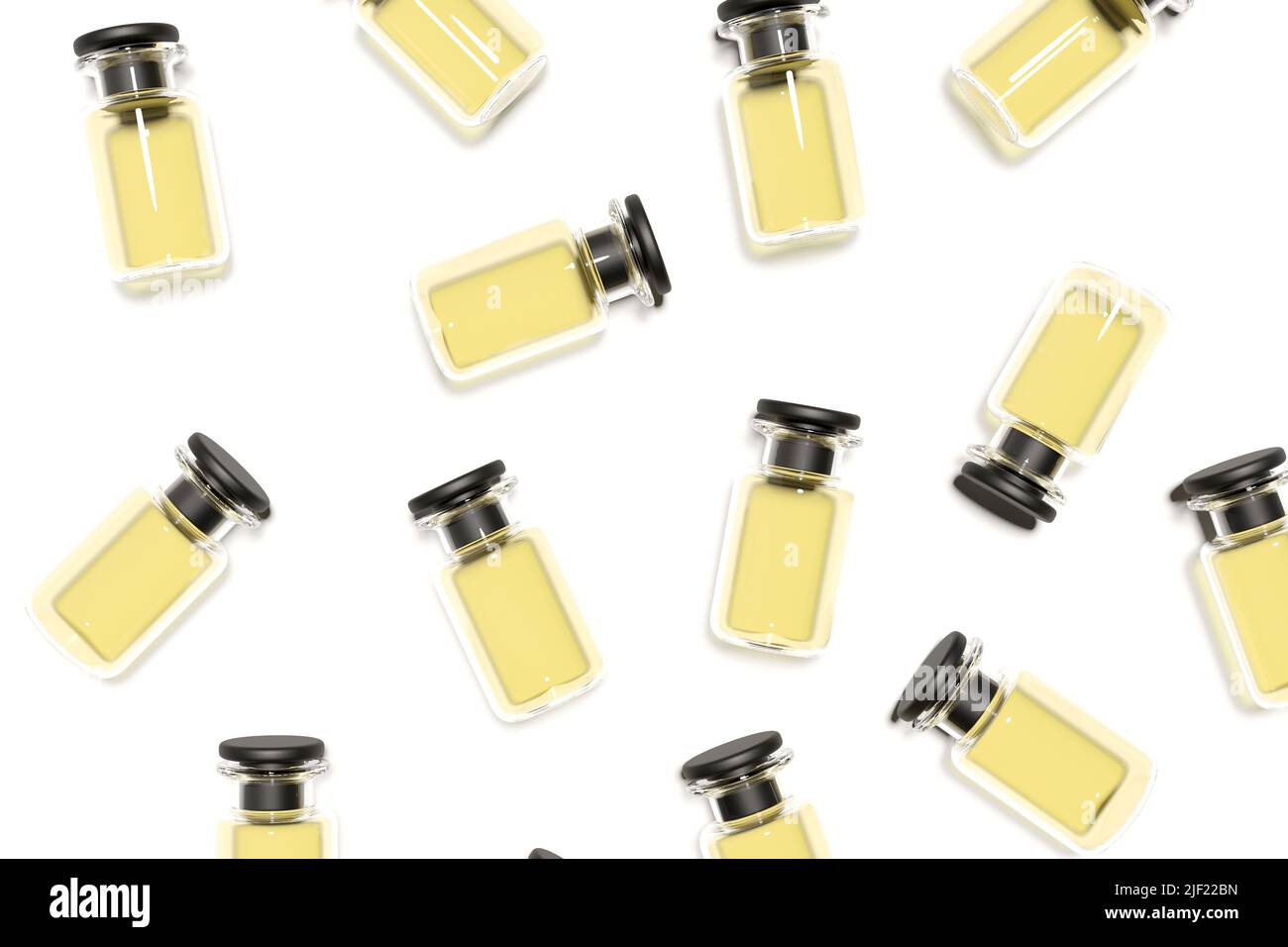Glass bottles with yellow liquid content and black rubber plug 3D ...
