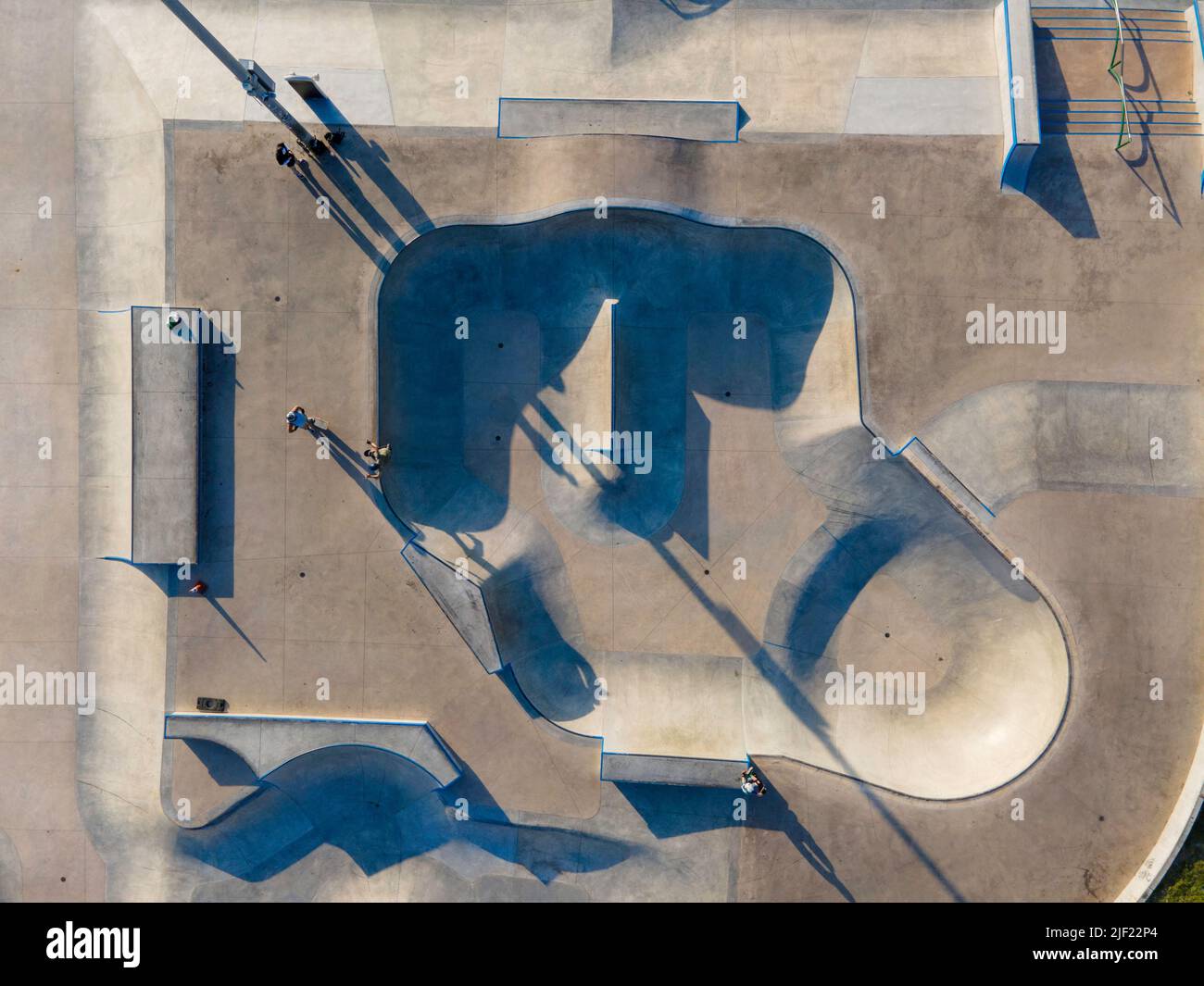 Aerial photograph of the Lauridsen Skatepark, along the Des Moines ...