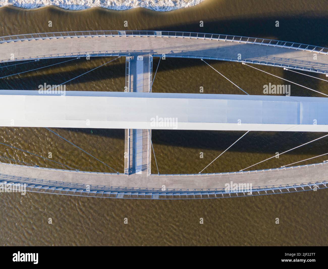 Aerial photograph of the Iowa Women of Achievement Bridge, a pedestrian ...