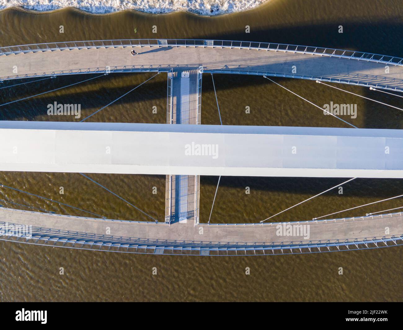 Aerial photograph of the Iowa Women of Achievement Bridge, a pedestrian ...
