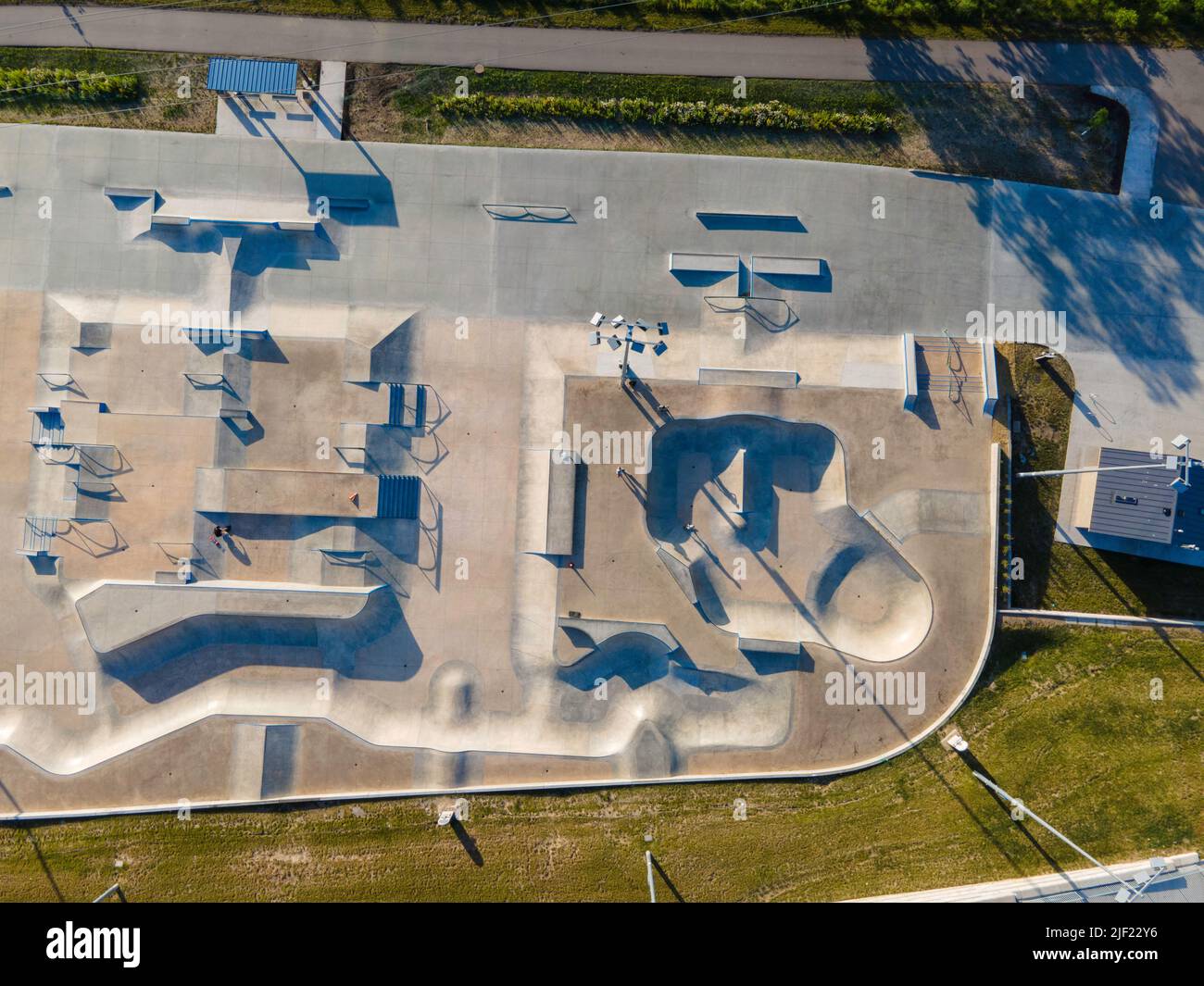Aerial photograph of the Lauridsen Skatepark, along the Des Moines ...