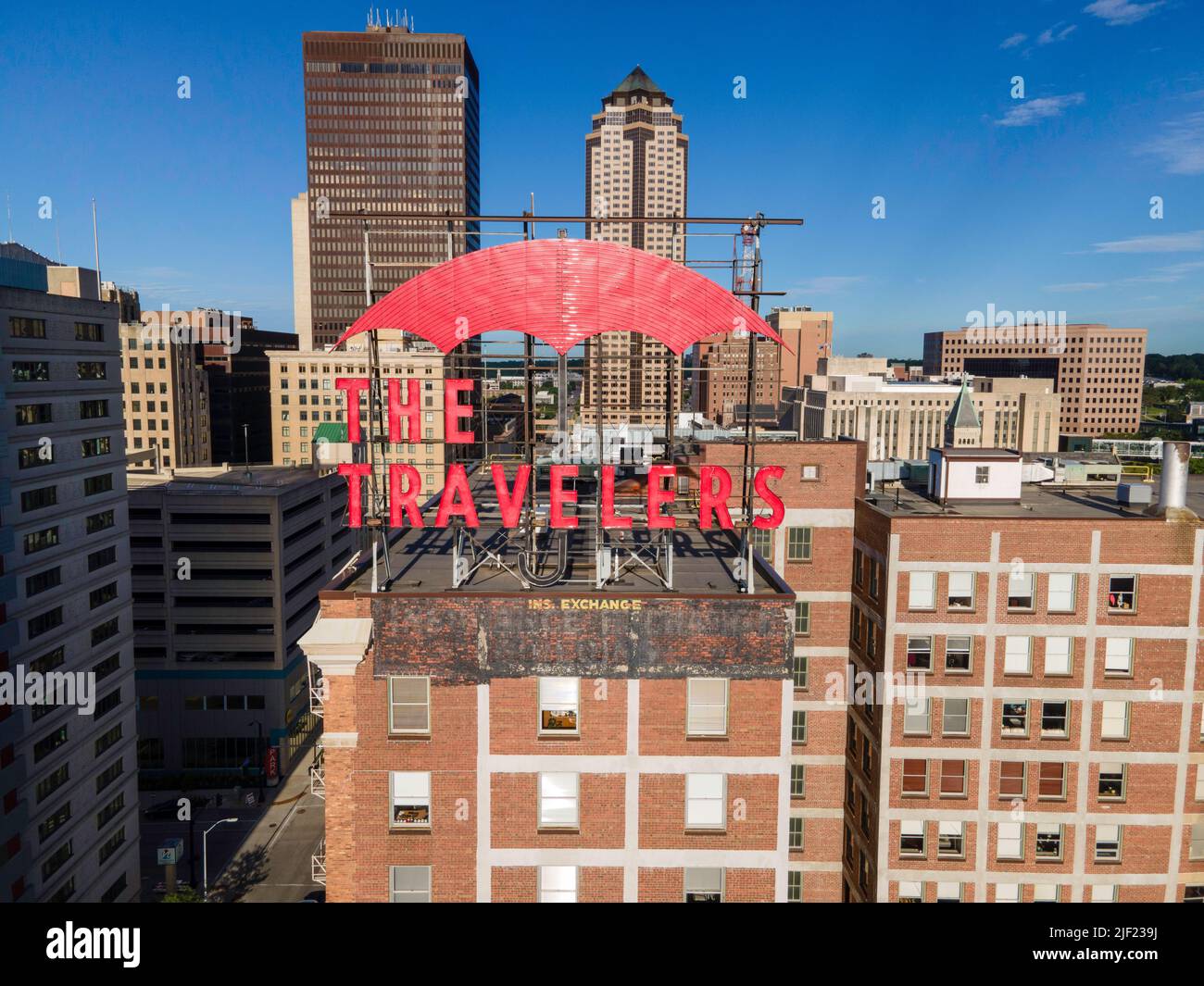 Aerial photograph of Des Moines, Iowa, USA, on a beautiful summer ...