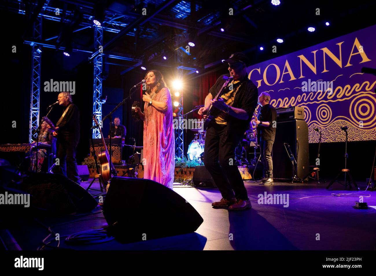 lead singer Shane Howards of The Goanna Band perform live onstage for ...