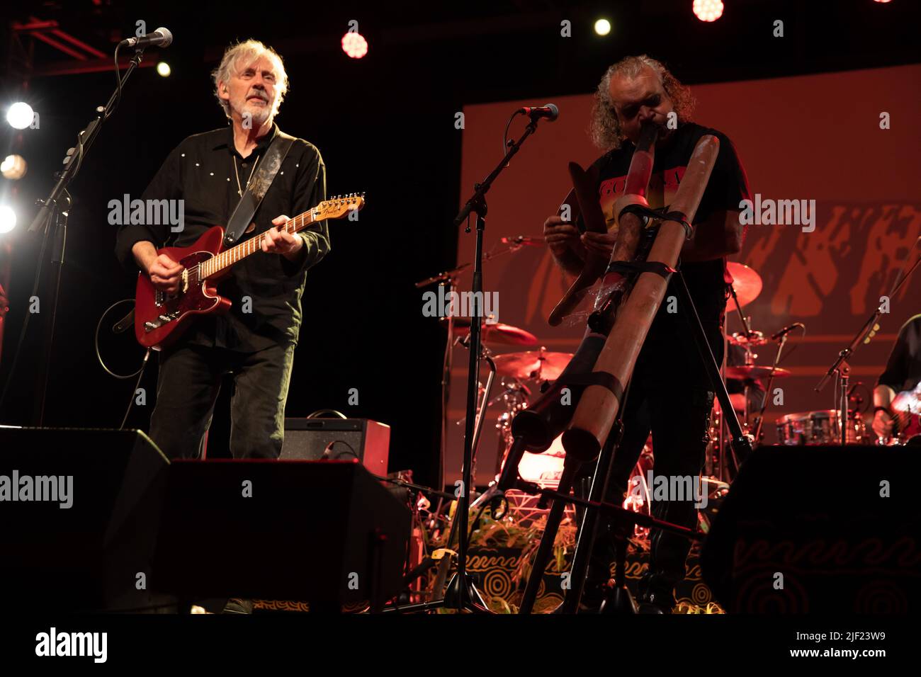 lead singer Shane Howards of The Goanna Band perform live onstage for ...