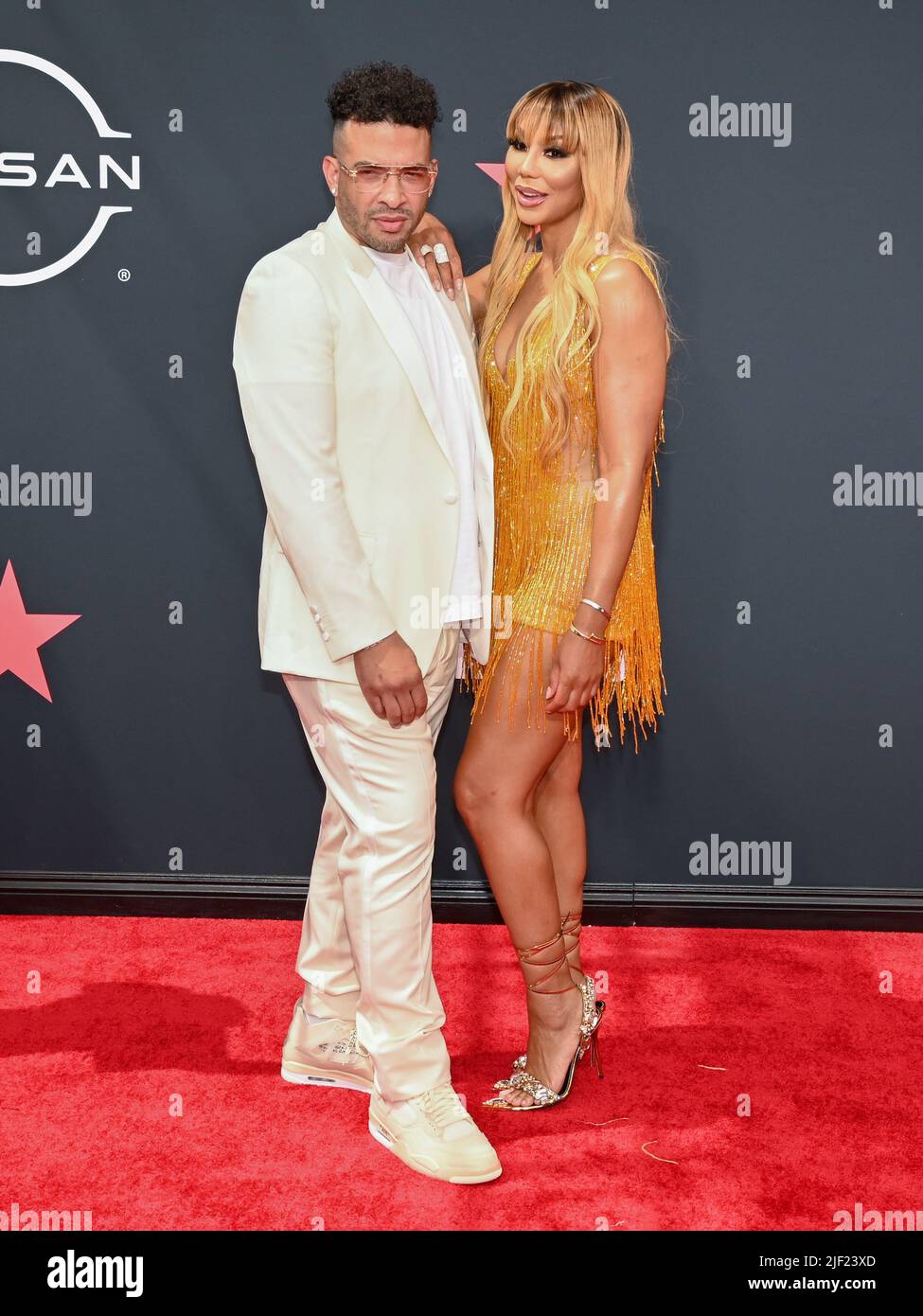 June 26, 2022, Los Angeles, California, USA: Jason Lee and Tamar Braxton attend the BET Awards ...