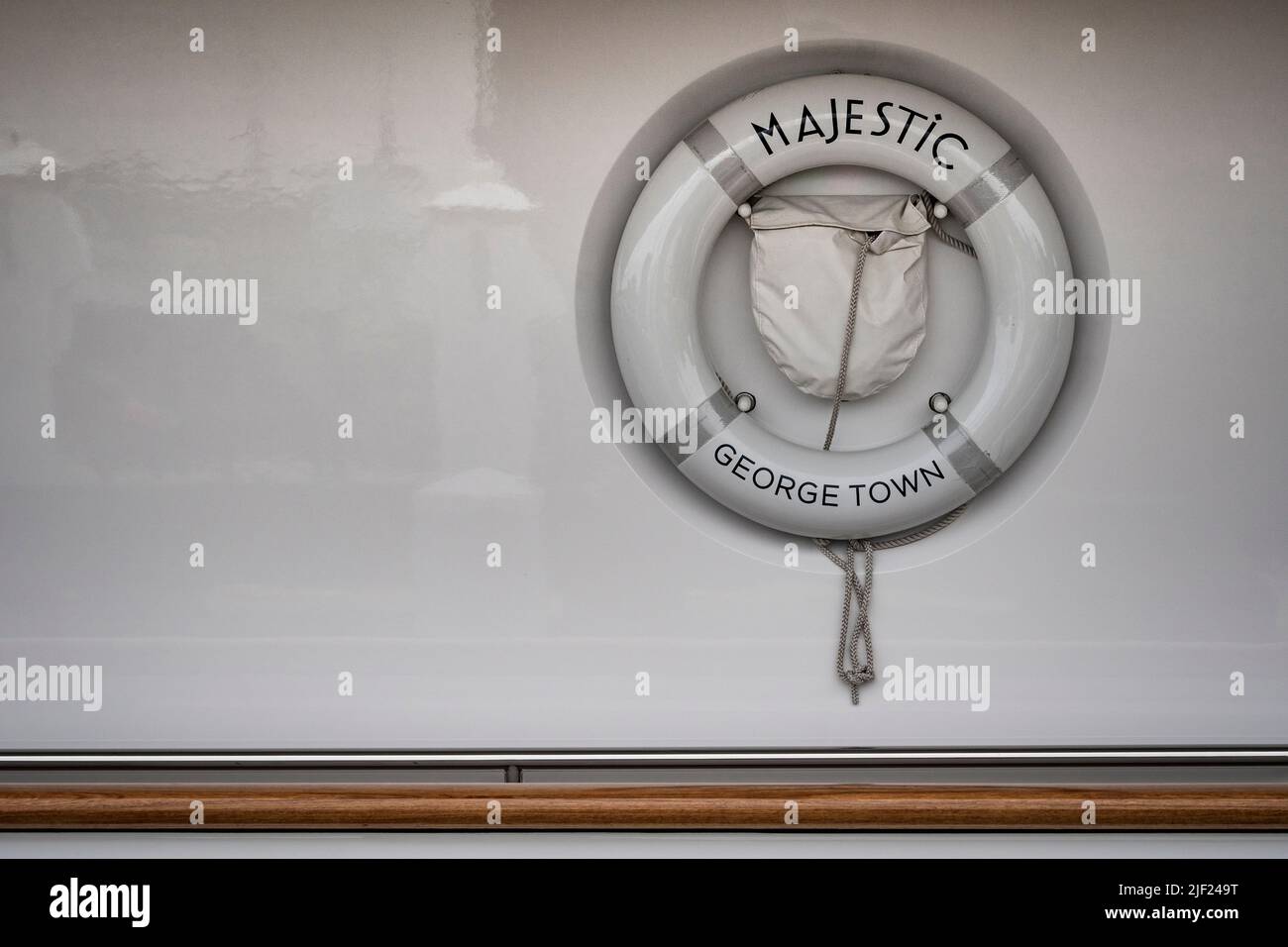 Life ring on the mega-yacht Majestic Stock Photo - Alamy