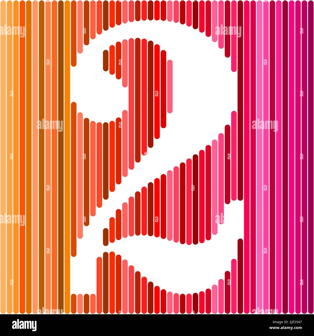 Creative layout. Number two 2nd birthday greeting card on rainbow ...