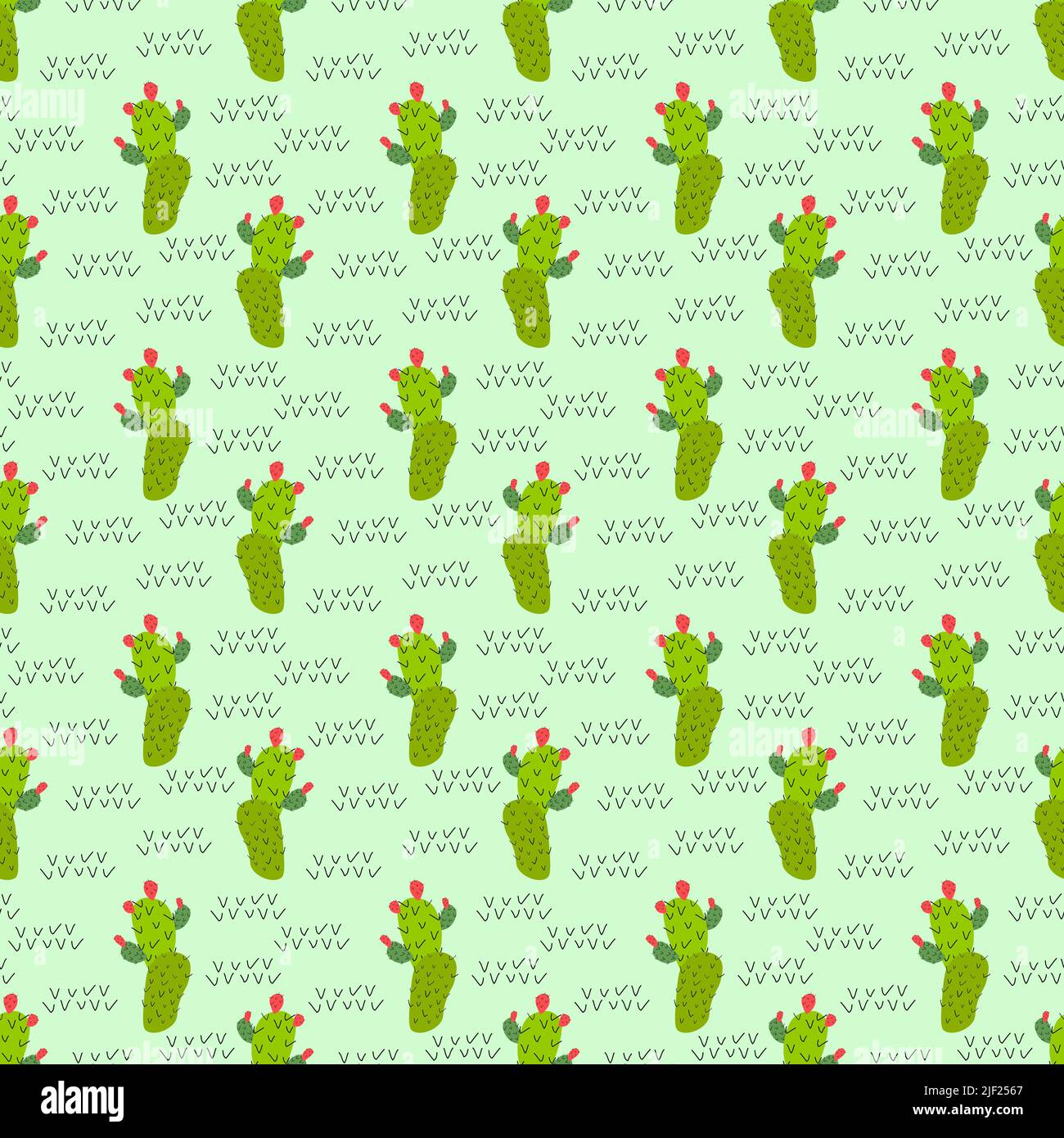 Pattern with green cacti. Vector illustration Stock Vector Image & Art ...