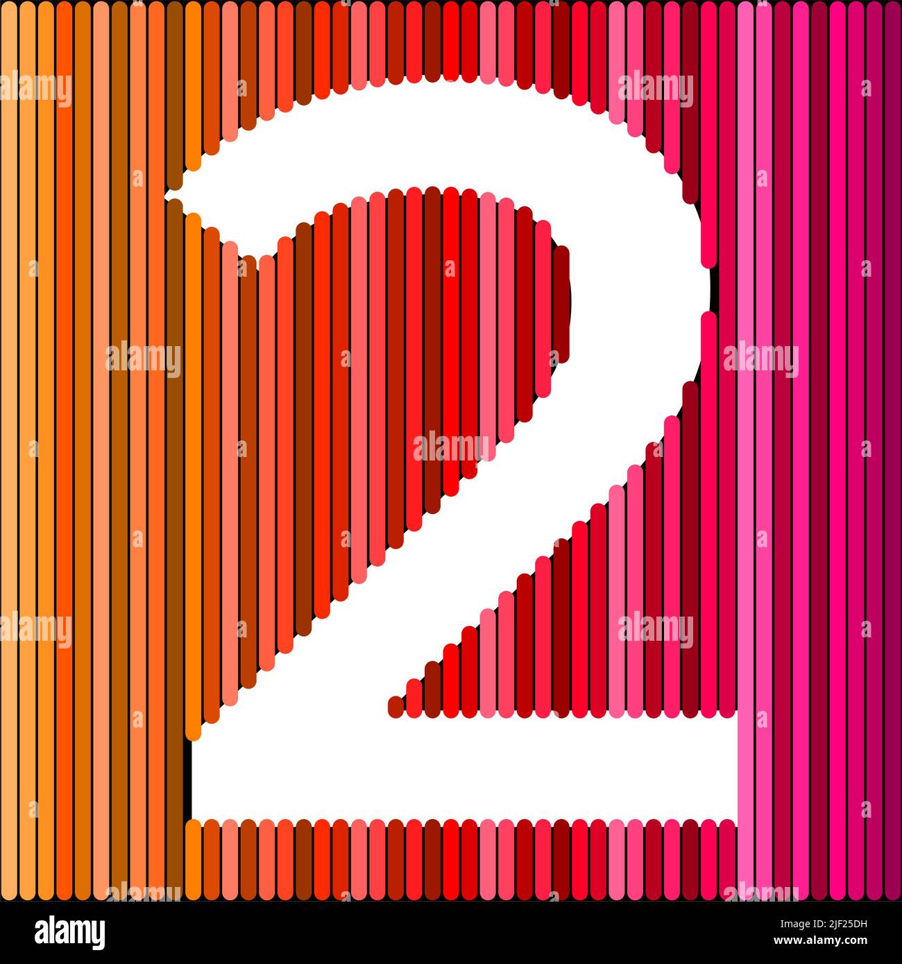 Creative layout. Number two 2nd birthday greeting card on rainbow ...