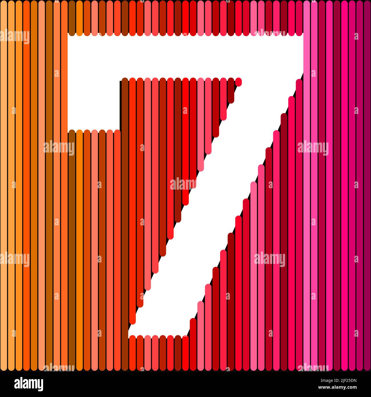 Creative layout. Number seven 7th birthday greeting card on rainbow ...