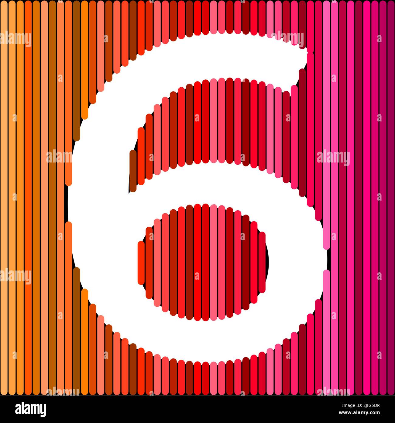Creative layout. Number six 6th birthday greeting card on rainbow ...