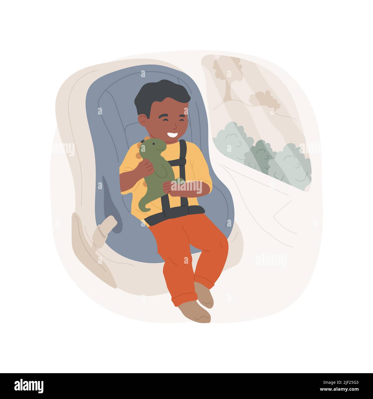 Driving to kindergarten isolated cartoon vector illustration. Child on ...