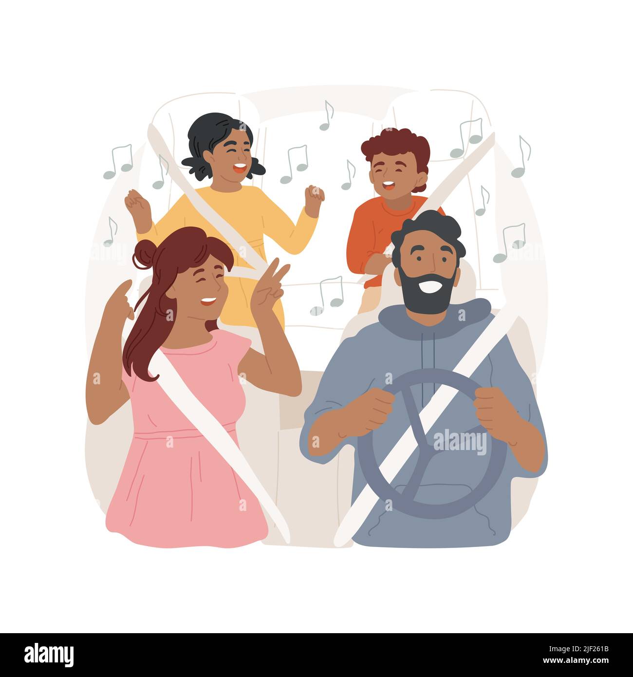 Joyful ride isolated cartoon vector illustration. Family ride in the ...
