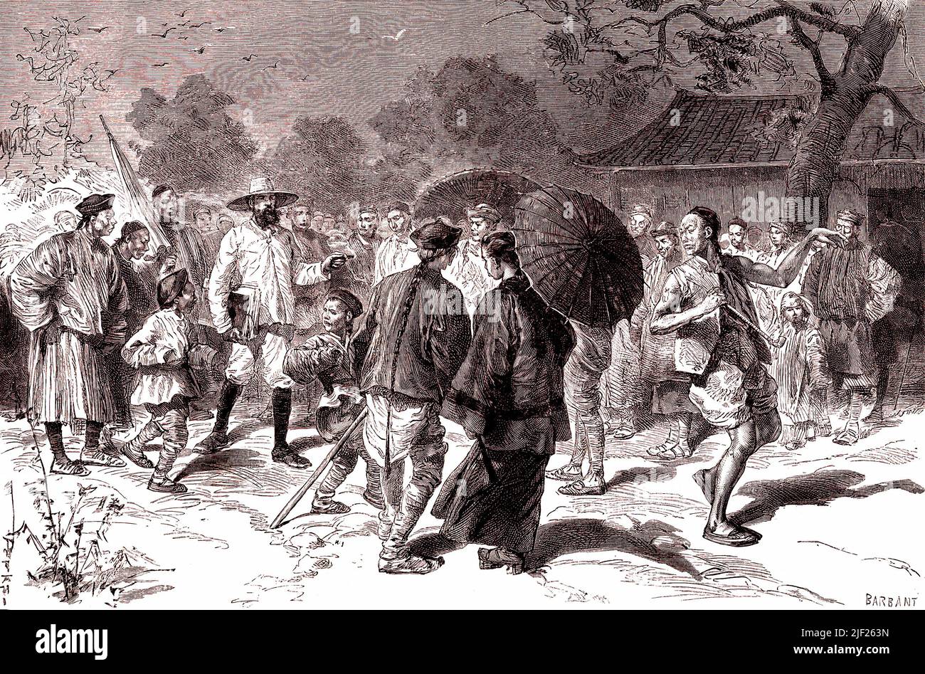 Illustration of Dr. Piassetzky's 1874 journey in China. Artwork by ...