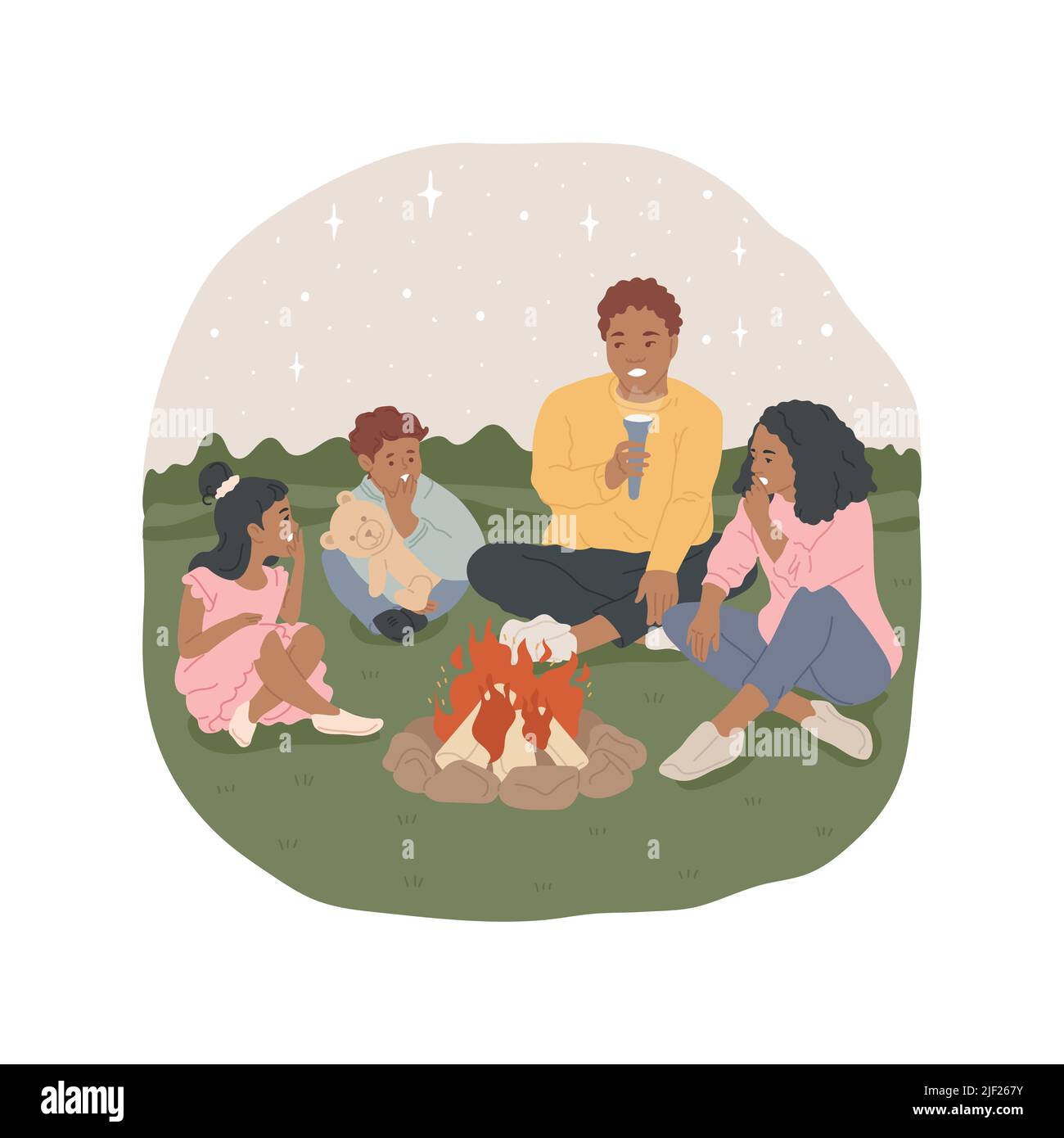 Scary campfire stories isolated cartoon vector illustration. Camping in ...
