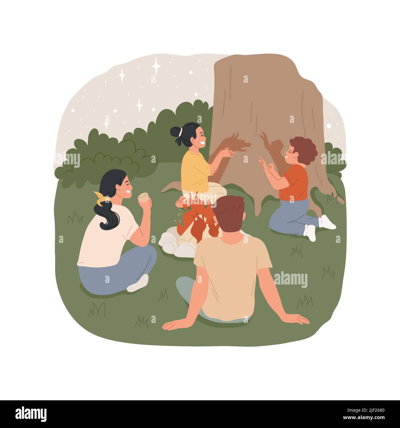 Children sitting around fire Cut Out Stock Images & Pictures - Alamy