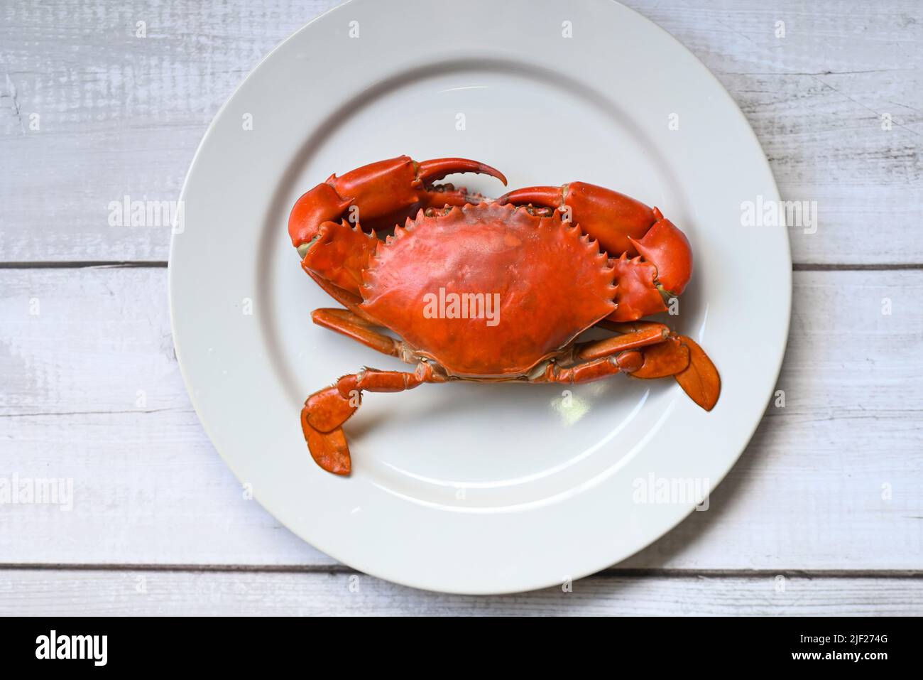 fresh crab on white plate background, seafood crab cooking food boiled ...