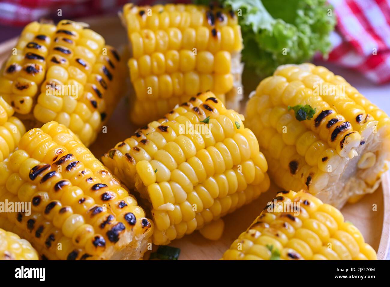 sweet corn food with salad vegetable lime coriander and lettuce, sweet ...
