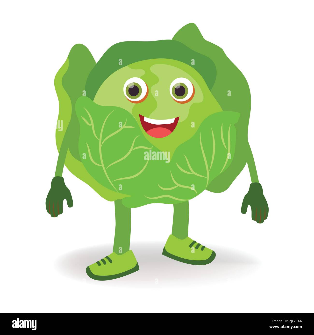 cabbage character with funny cartoon smiling. Semi-realistic cabbage ...