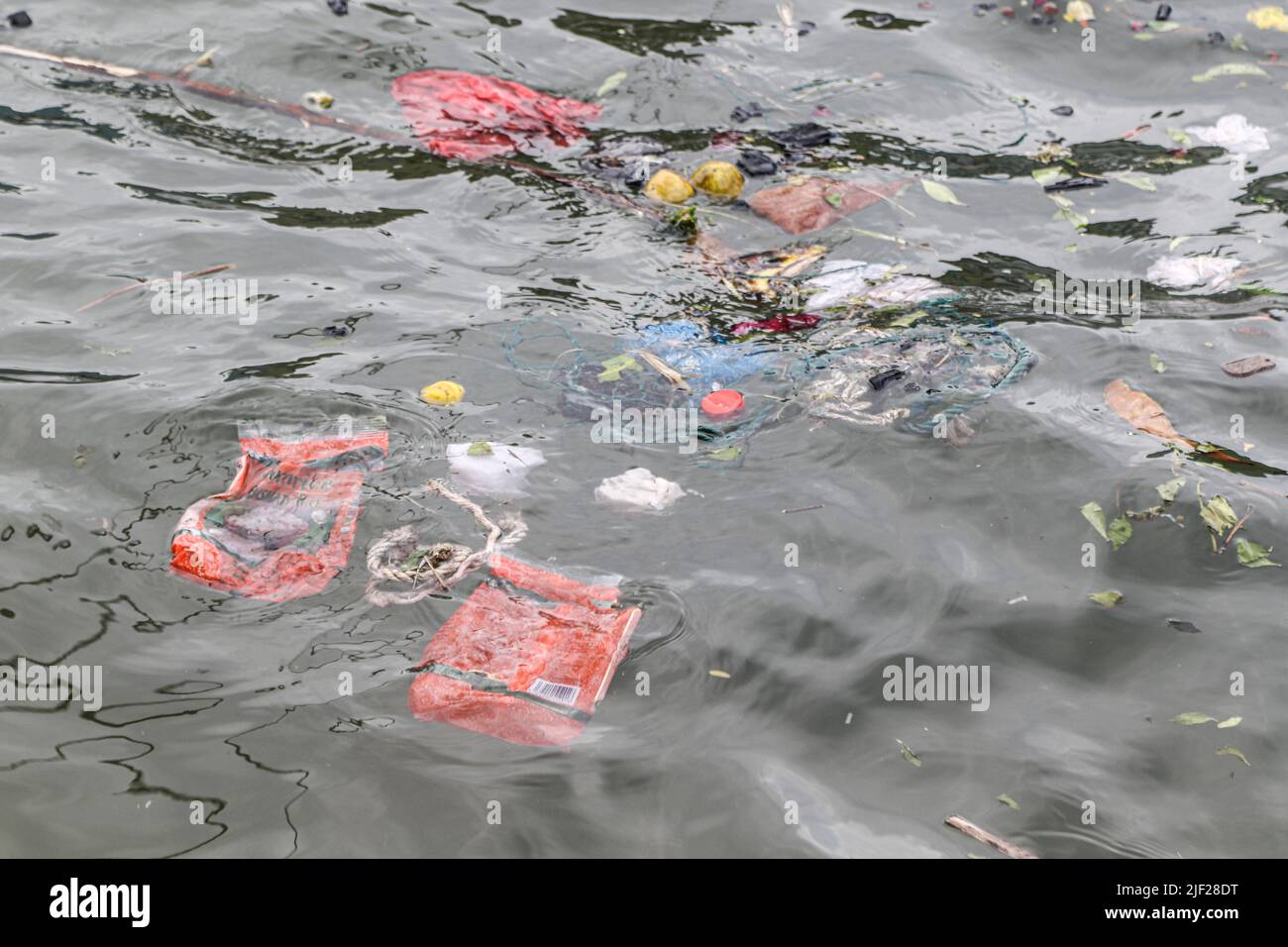 Mombasa, Kenya. 26th June, 2022. Pieces of plastic trash are seen ...