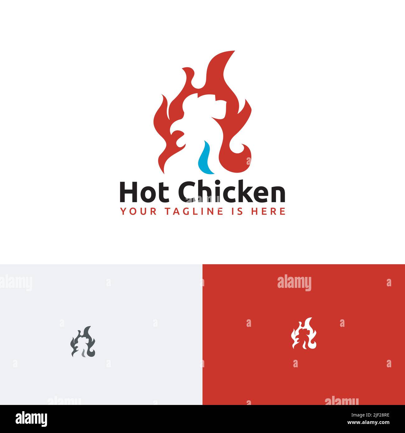 Hot Chicken Flame Fire Rooster Food Restaurant Logo Stock Vector Image ...