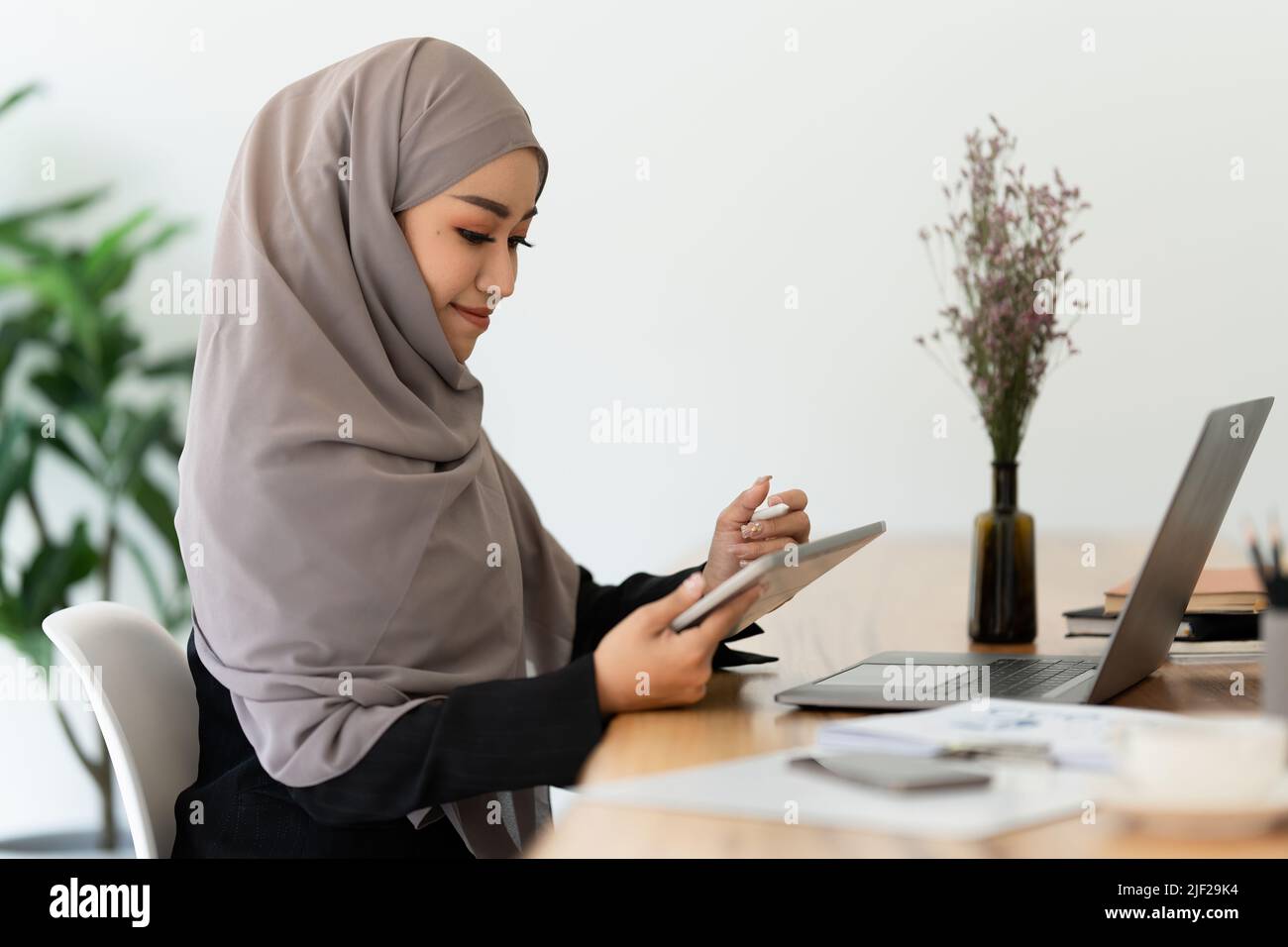 Business Finance audit tax Concept. Portrait of Muslim Young business ...