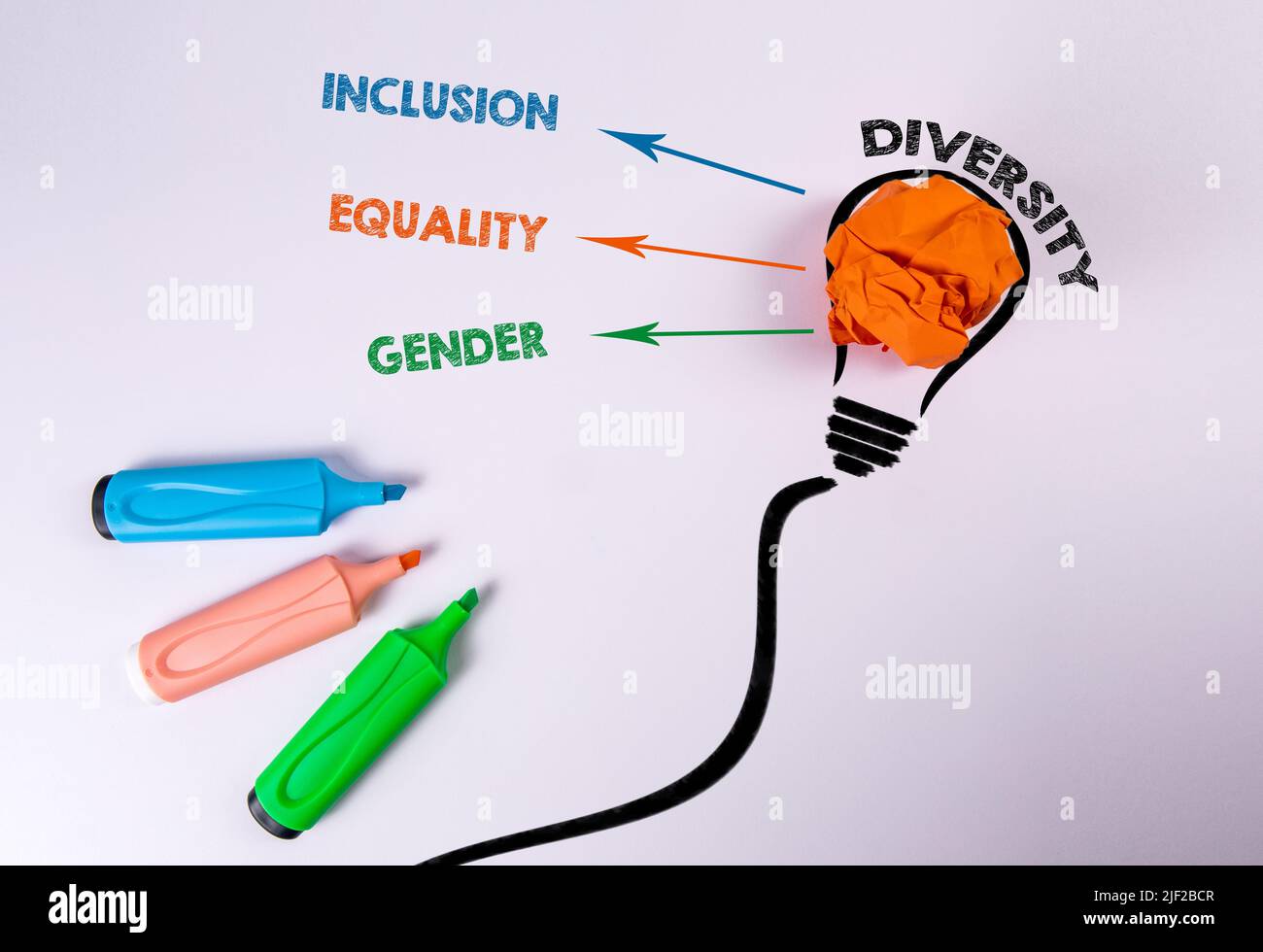 Diversity. Inclusion, Equality and Gender concept. Abstract light bulb ...