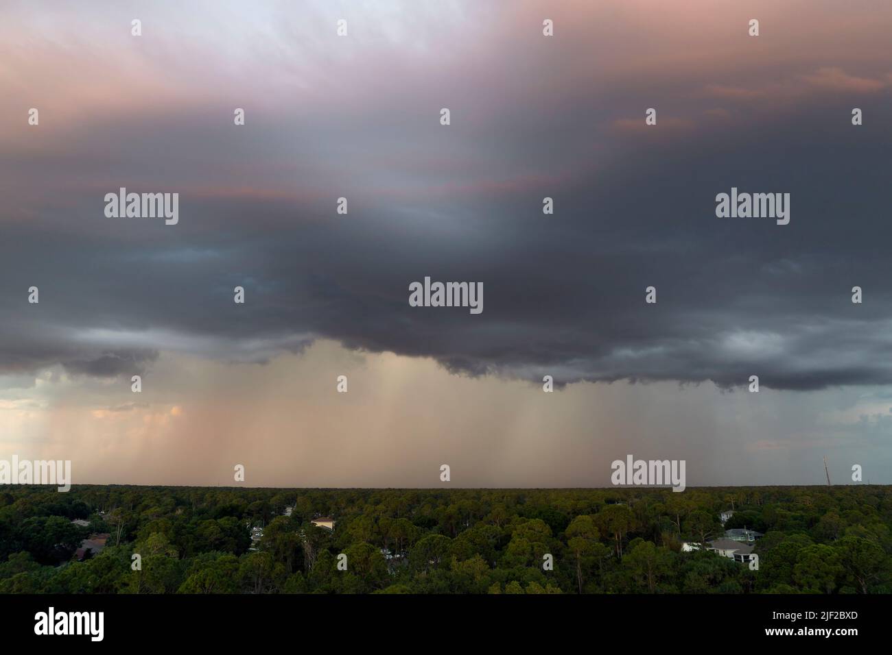Landscape of dark ominous clouds forming on stormy sky before heavy ...