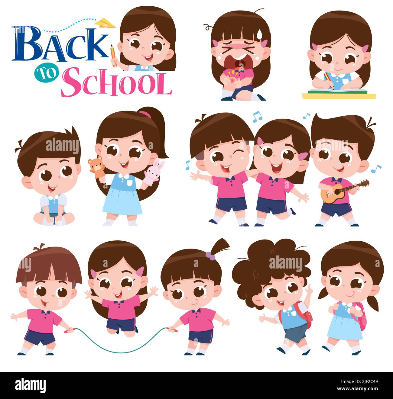 Vector illustration of Cartoon kids character. Kids collection. Back to ...