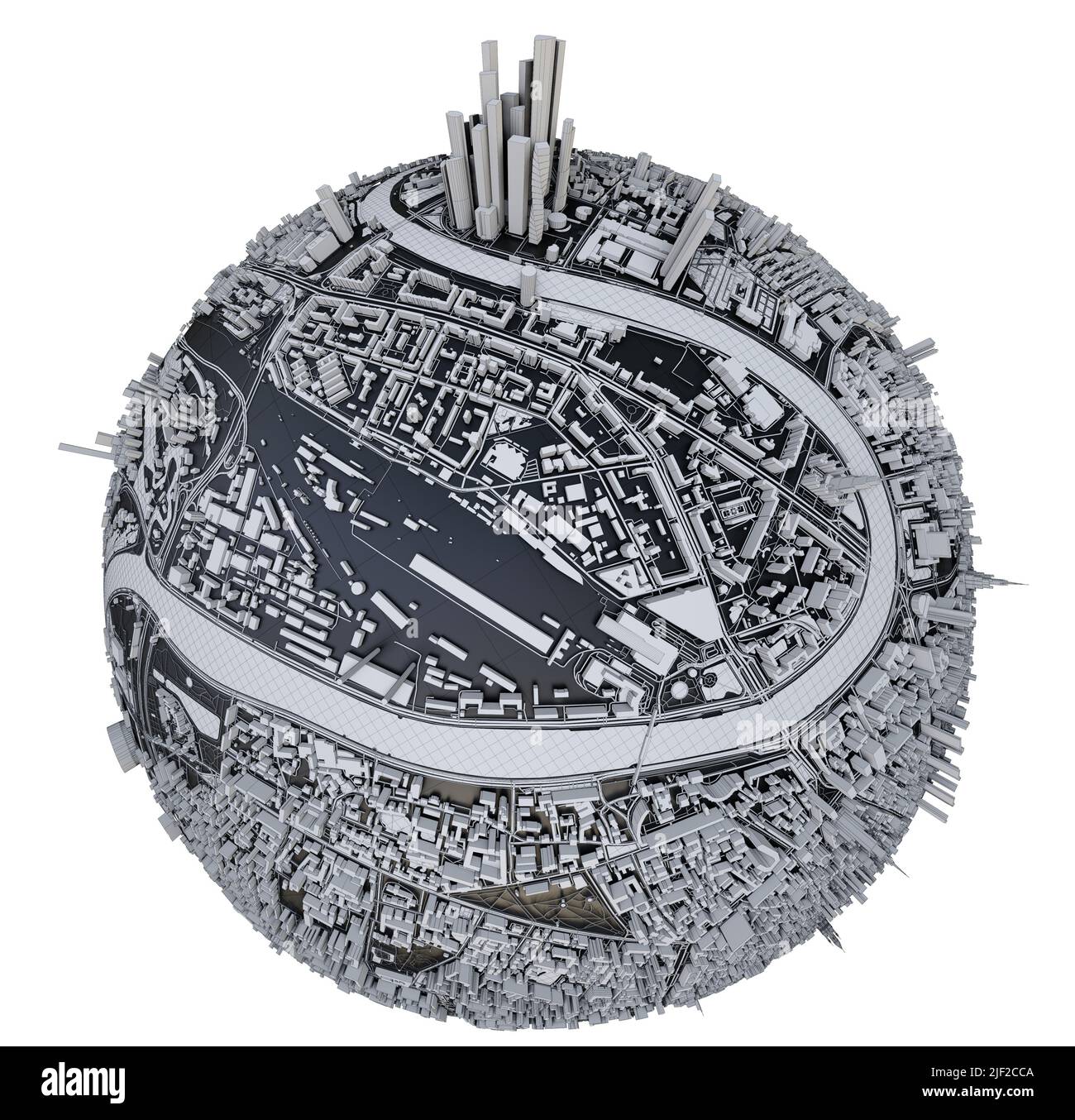 City on small planet. Architecture concept Stock Photo - Alamy