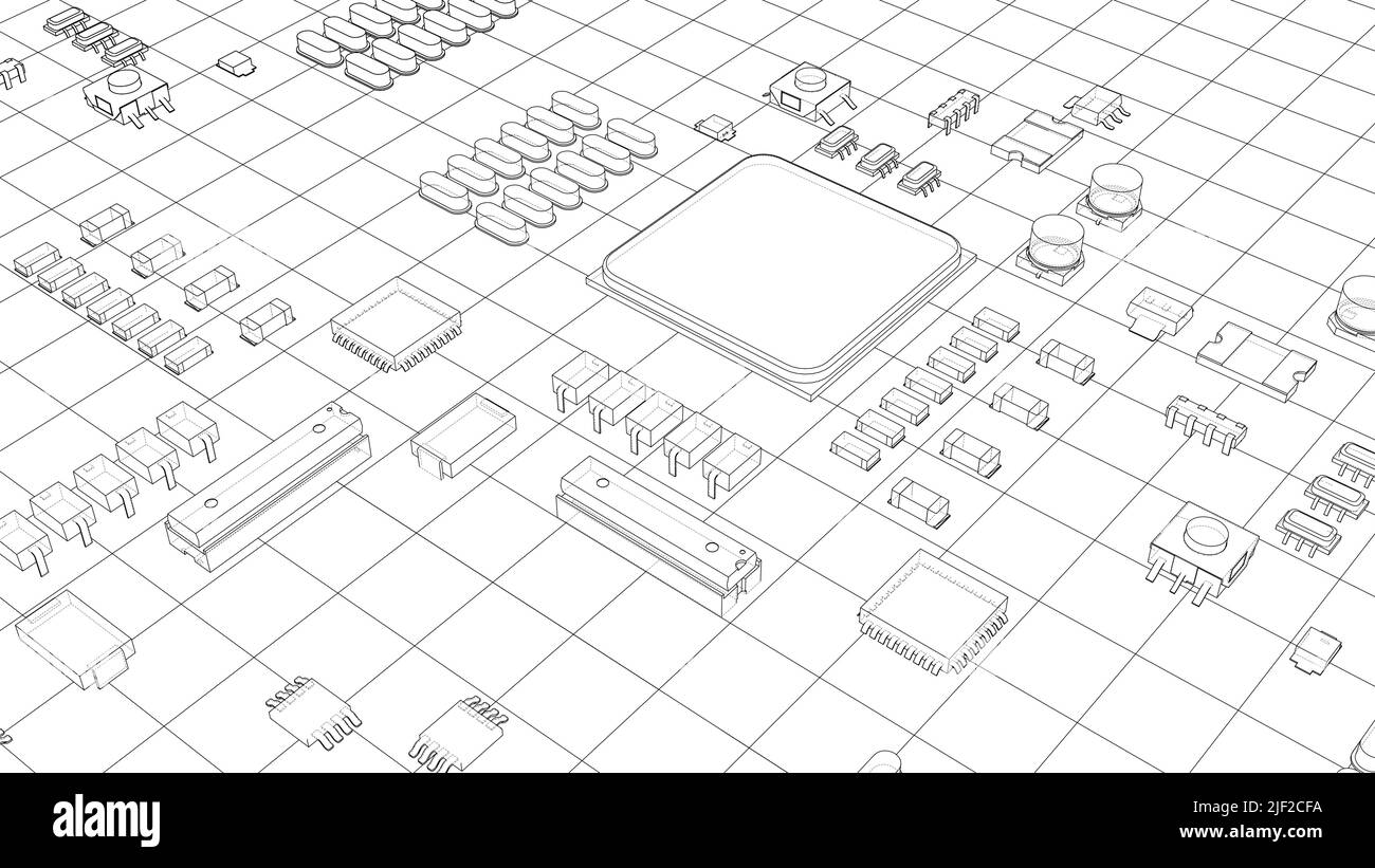 Electric circuit board, various chips. Vector Stock Vector Image & Art ...