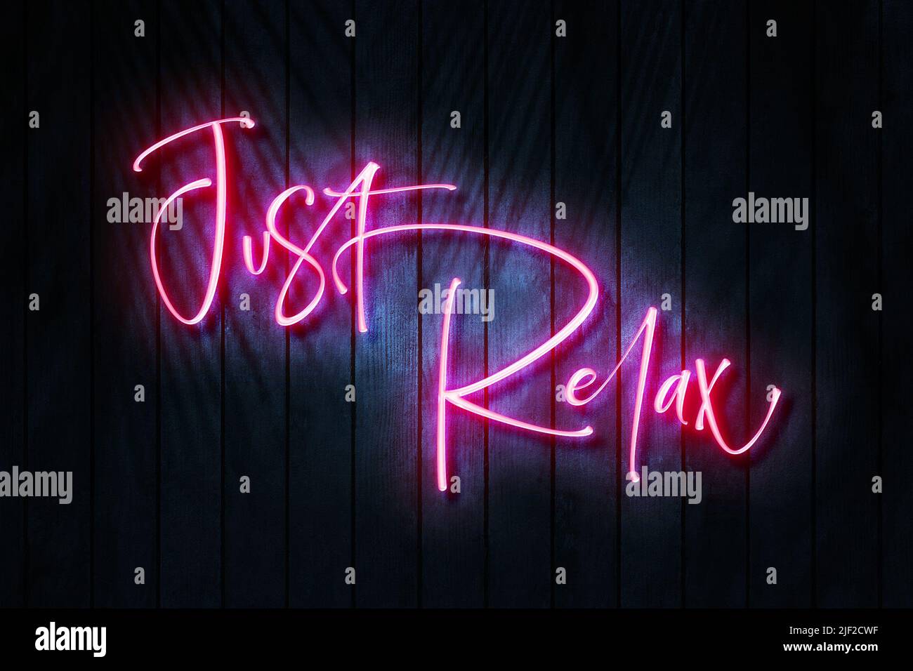 Just Relax pink neon sign on a Dark Wooden Wall 3D illustration Stock ...