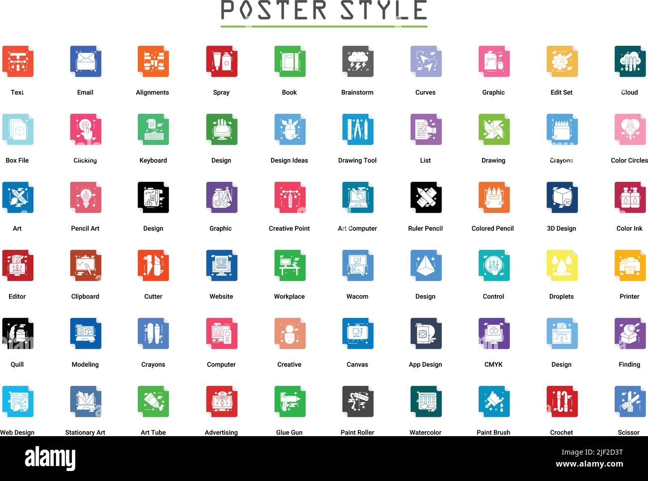 Art & Designing, drawing and web and graphic design icons set. Glyph ...