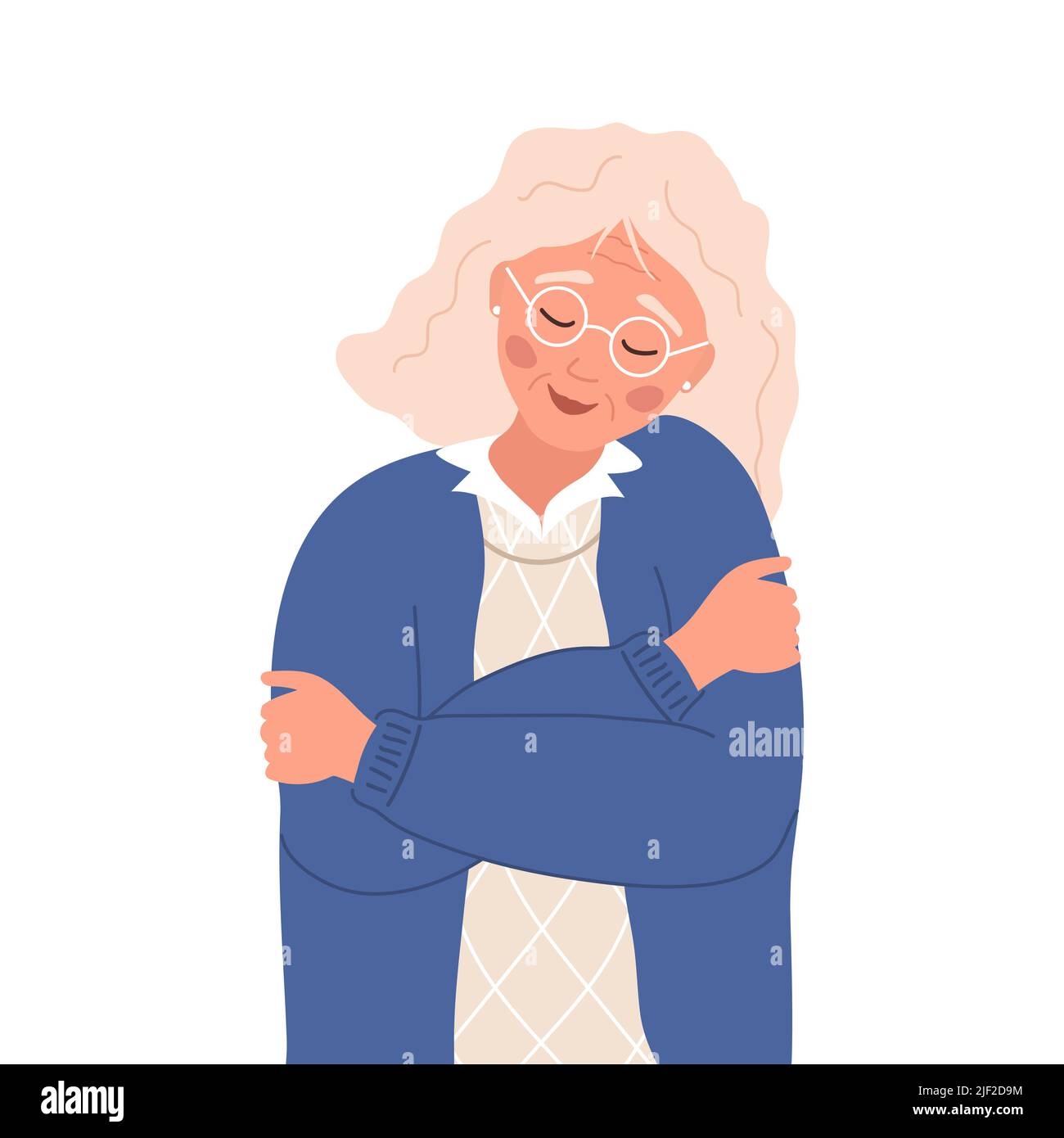 Love yourself. Self care. Mental health concept. Happy elderly woman ...