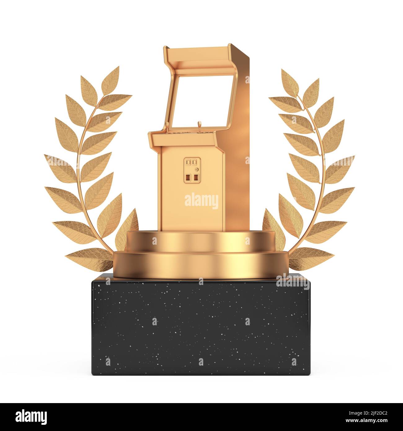 Winner Award Cube Gold Laurel Wreath Podium, Stage or Pedestal with ...