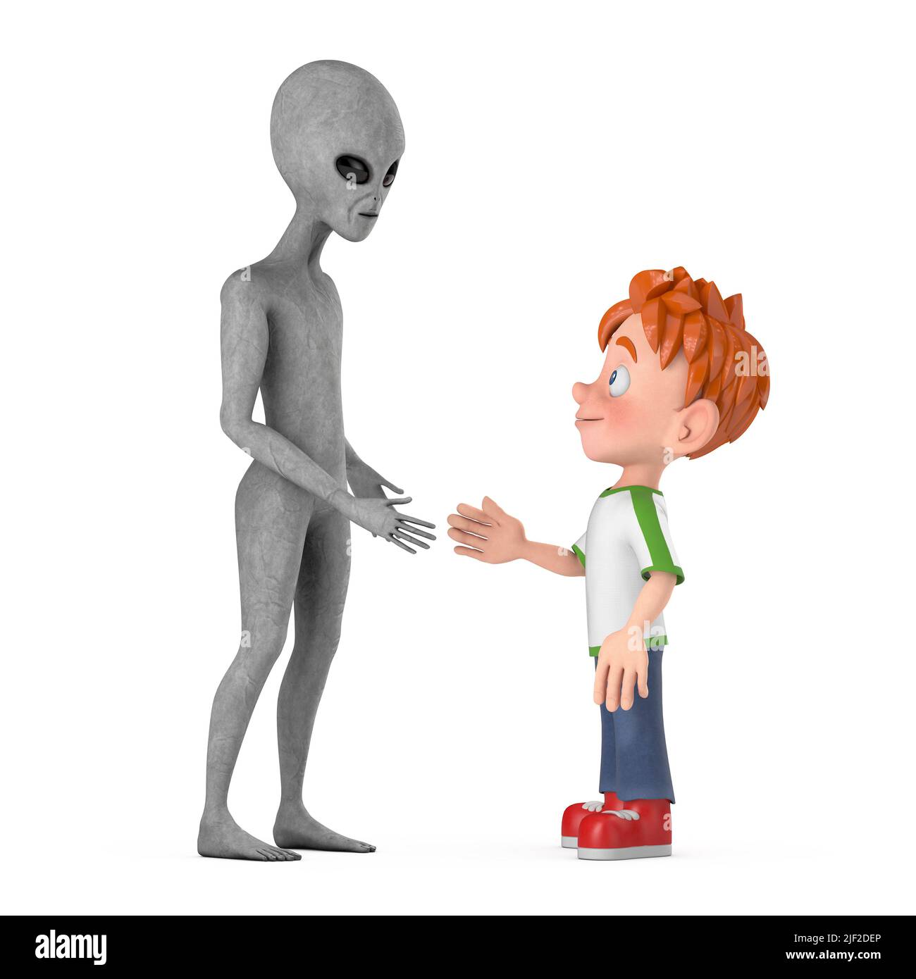 First Contact Concept. Scary Gray Humanoid Alien Friendship with ...