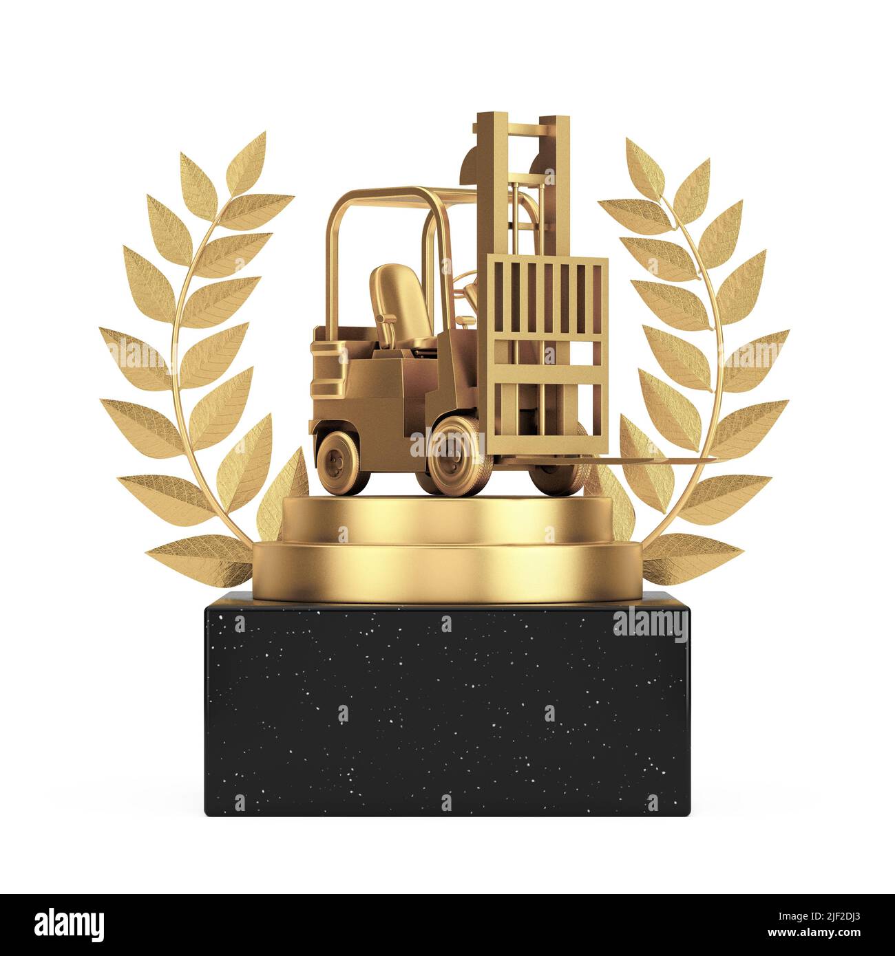 Winner Award Cube Gold Laurel Wreath Podium, Stage or Pedestal with ...