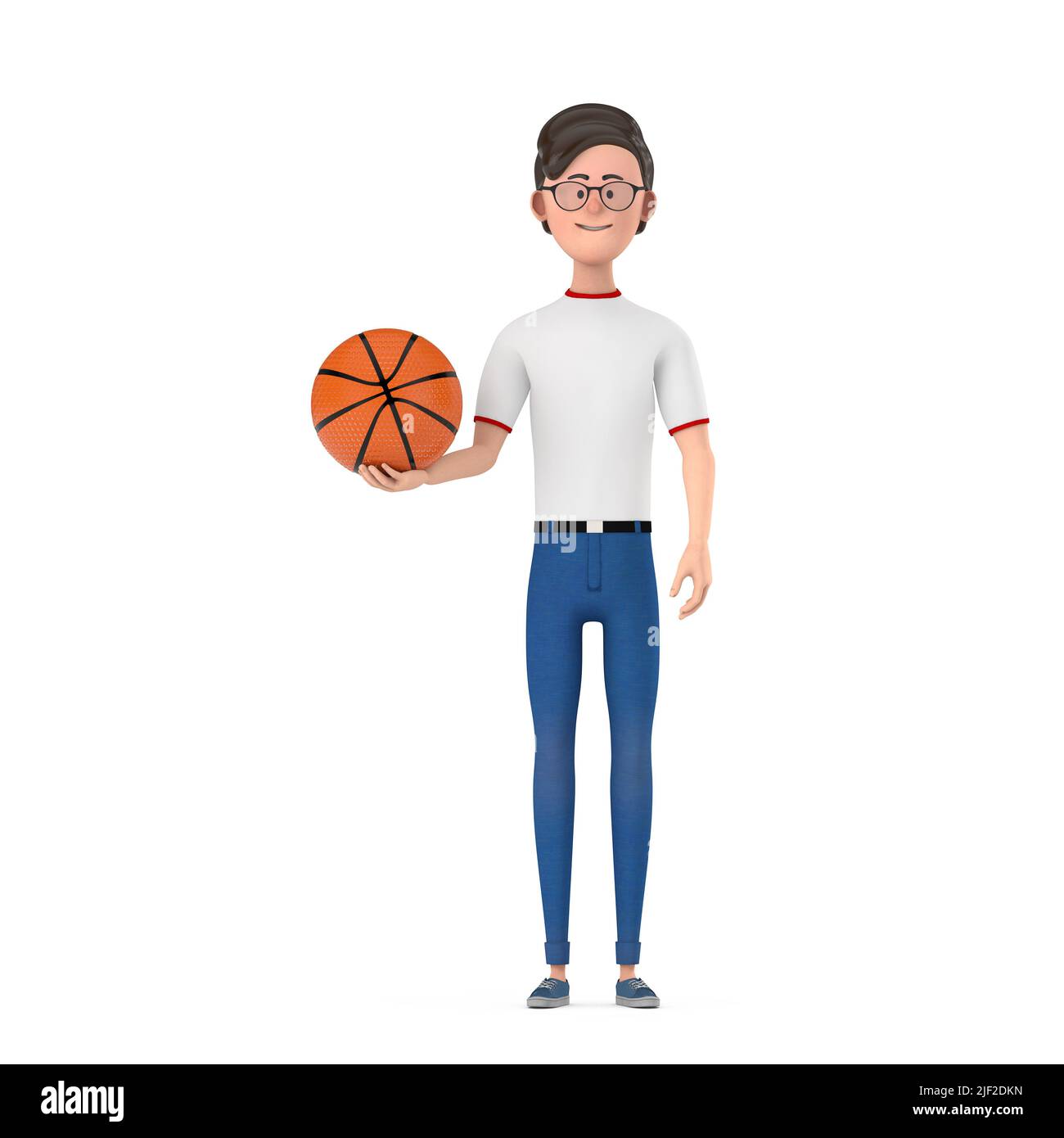 Happy cartoon basketball ball man hi-res stock photography and images ...