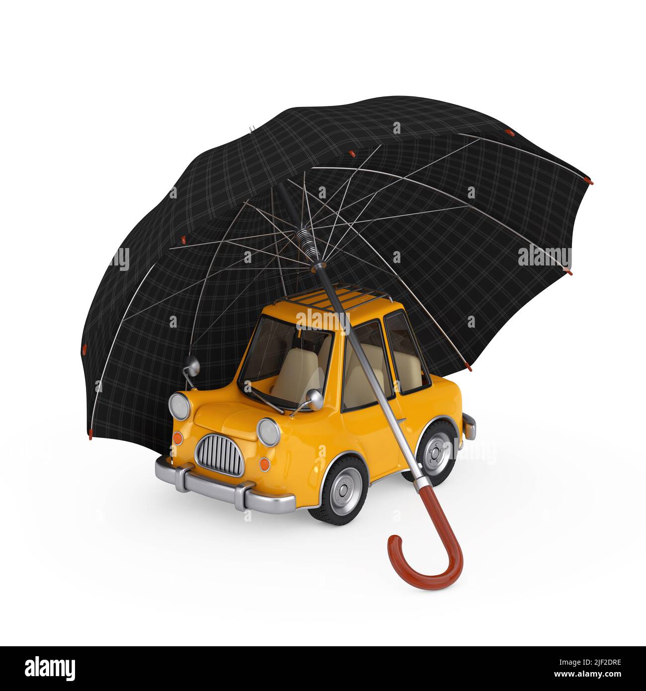 Car Protection and Safety Issurance Concept. Small Cartoon Yellow ...