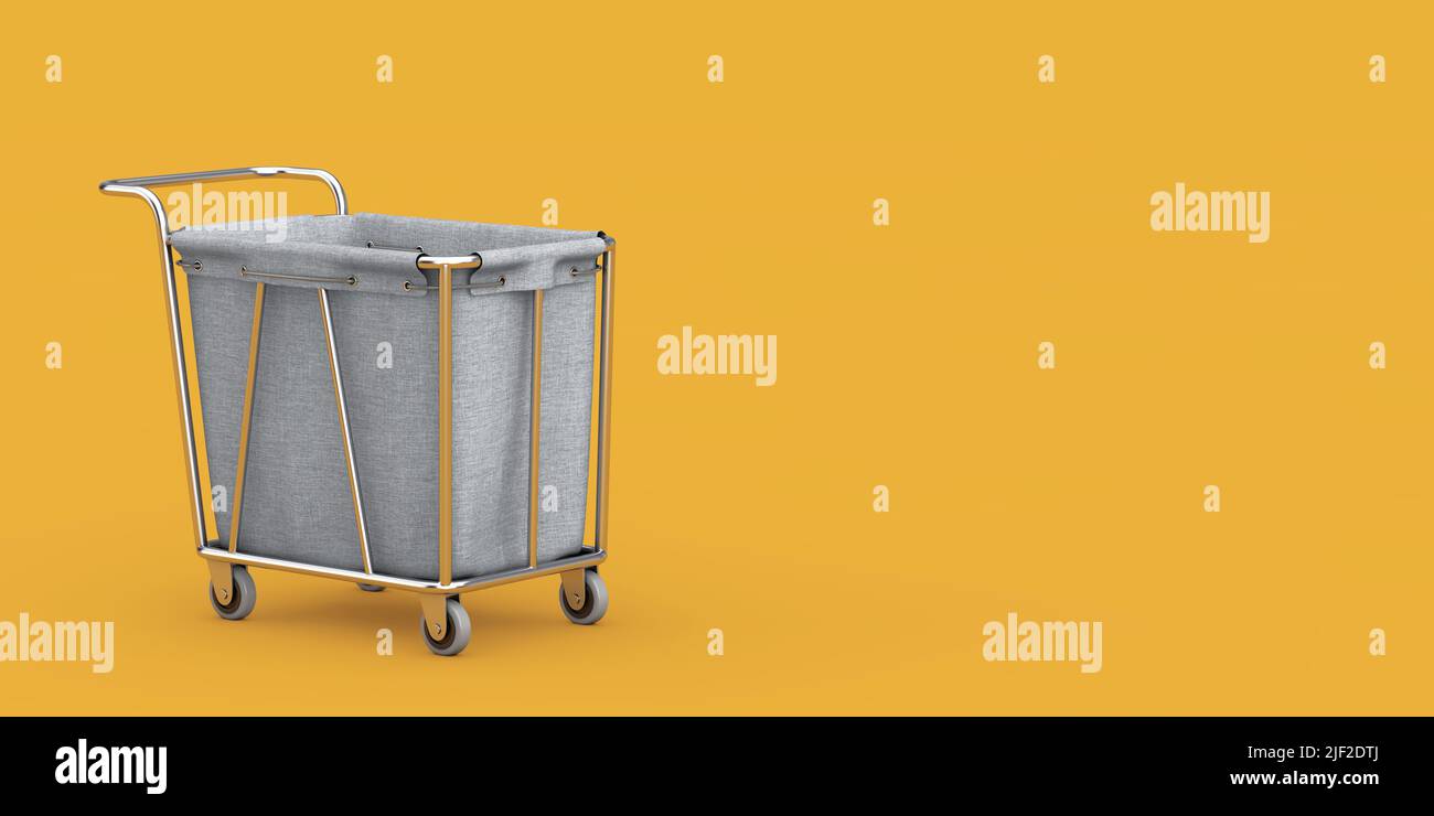 Empty Laundry Trolley Cart Room Service Tool and Equipment on a yellow ...
