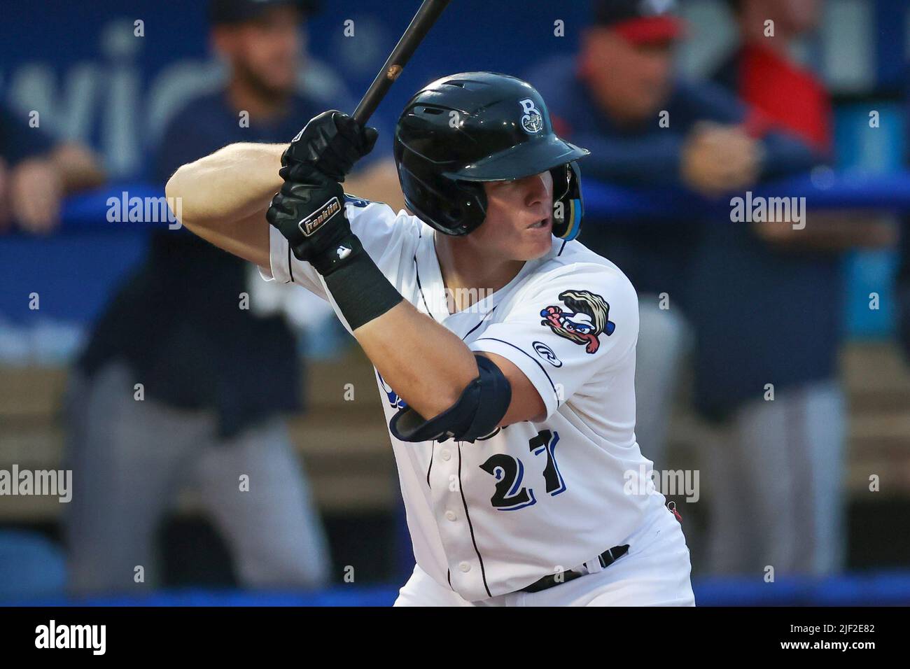 Biloxi, Mississippi, USA. 28th June, 2022. Biloxi Shuckers catcher ...