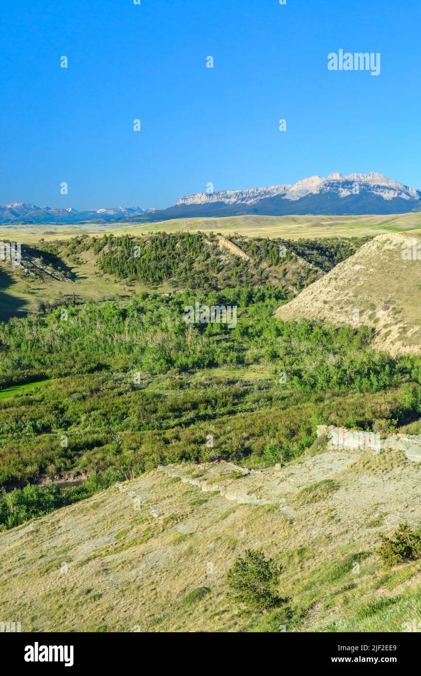 deep creek valley below sawtooth ridge on the rocky mountain front near ...