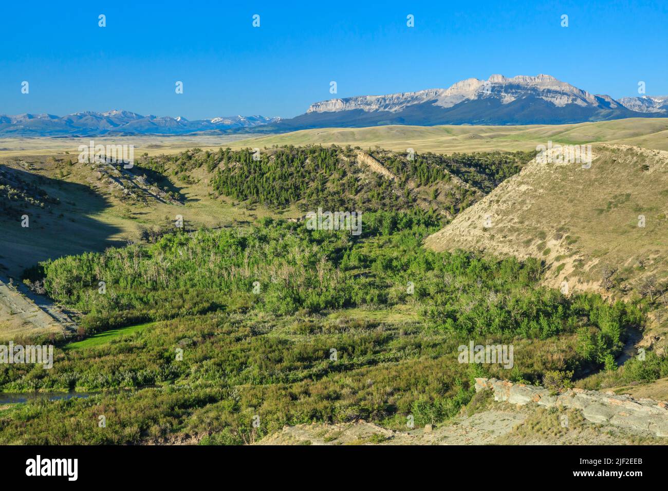 deep creek valley below sawtooth ridge on the rocky mountain front near ...
