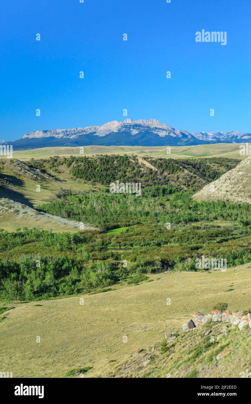 deep creek valley below sawtooth ridge on the rocky mountain front near ...